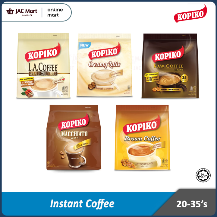 KOPIKO Instant Coffee Premix (L.A. Coffee / L.A. White / Kaw Coffee / Brown Coffee / Macchiato ...