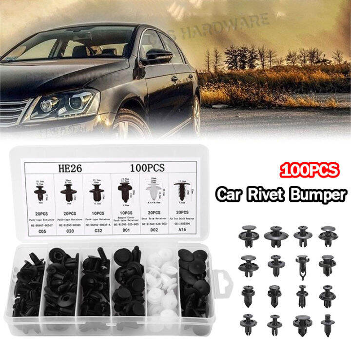 100 pieces of black expansion screws for car fasteners, including ...
