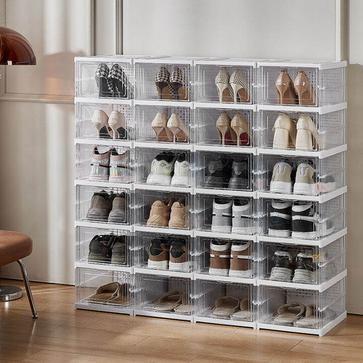 Clear Stackable Shoe Organizer Bins, 6 Pack Shoe Boxes Storage ...