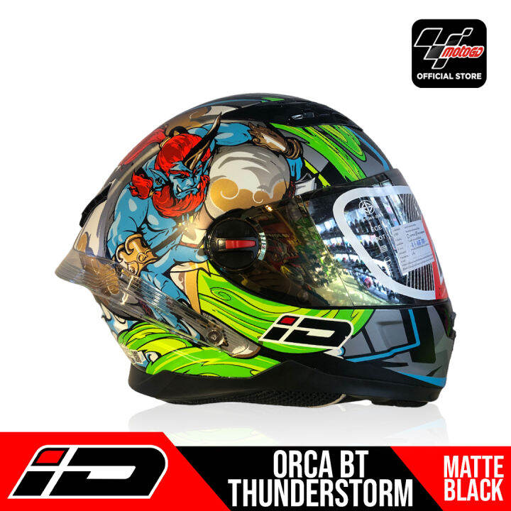 ID HELMET ORCA BT THUNDERSTORM FULL FACE HELMET (MATTE BLACK) | Lazada PH
