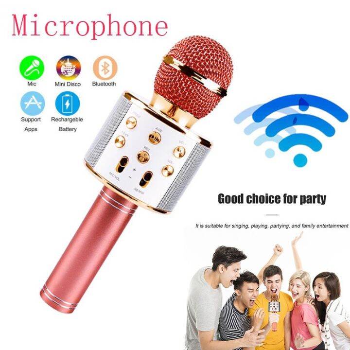 WS 858 Wireless Microphone Karaoke KTV Bluetooth Handheld Mic HiFi Speaker for Mobile Phone ...