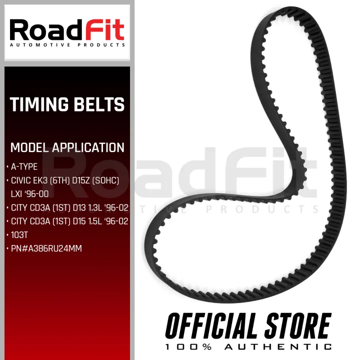 Sun Timing Belt A386RU24MM A-Type for Honda Civic EK3 D15Z LXI 96-2000 ...