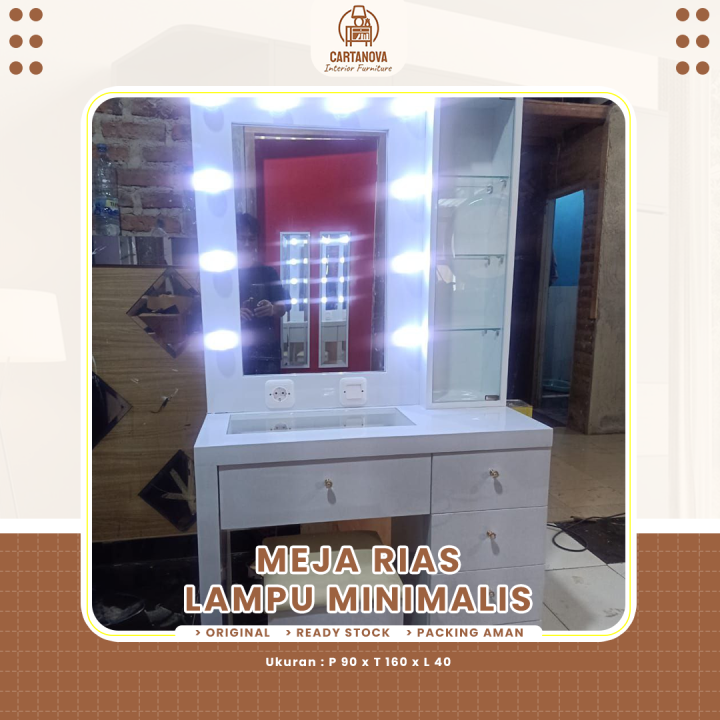 Meja Rias Cermin Lampu Vanity Mirror Frameless LED Makeup MUA Studio P ...