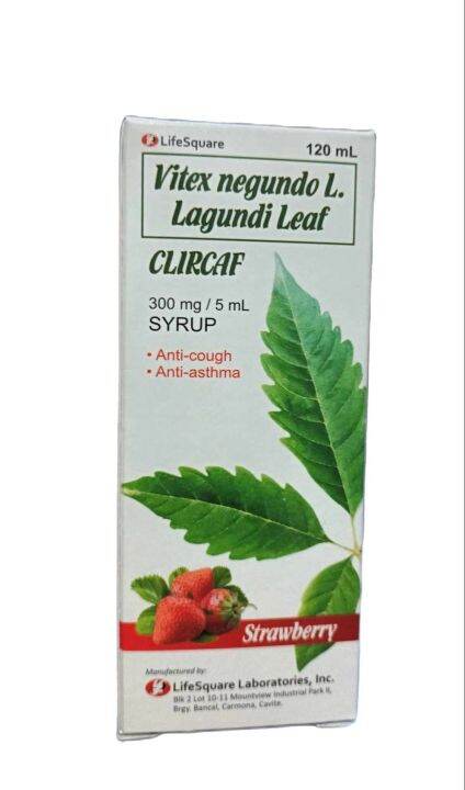 Clircaf Lagundi Leaf Syrup 120 mL bottle 300 mg / 5 mL Anti-cough Anti ...