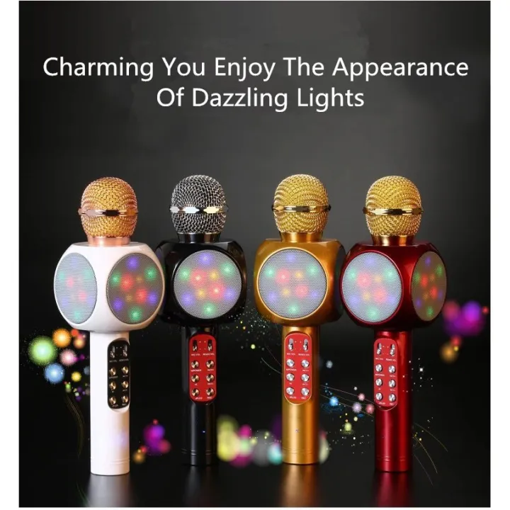 Led Light Wireless Bluetooth Karaoke Speaker Microphone 1816 Microphone ...