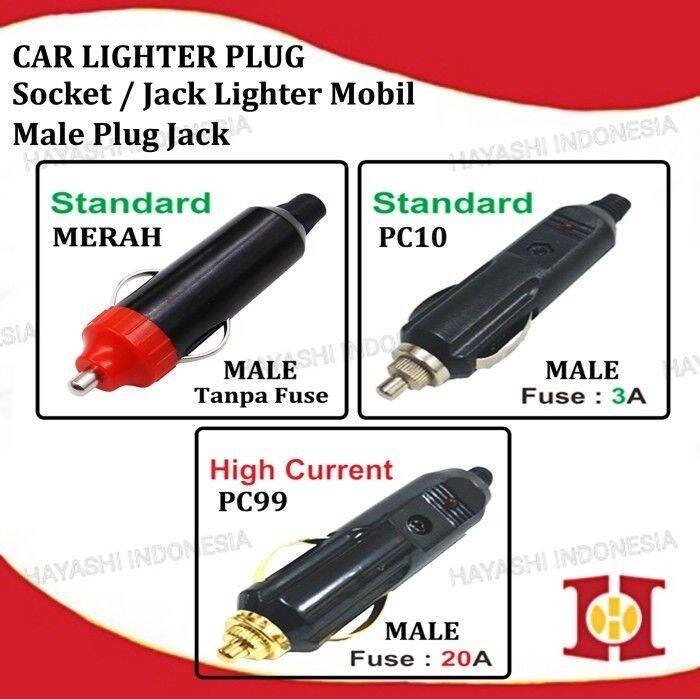 Plug Jack Car Lighter Soket Colokan Mobil Jantan Male LED Fuse 12V 24V ...