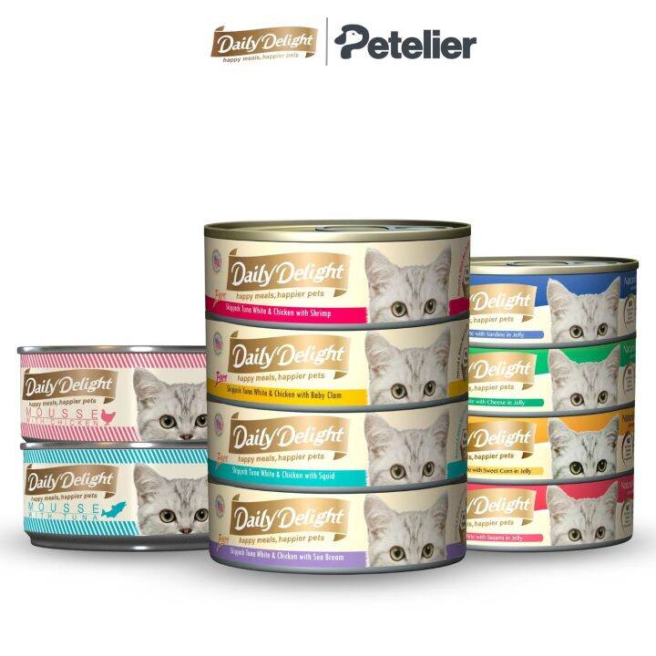 Daily Delight Pure/Jelly/Mousse Wet Cat Food in Can 80g, Grain-Free ...
