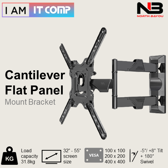 North Bayou P4 Cantilever Flat Panel TV Mount (Double Arm) Mount ...