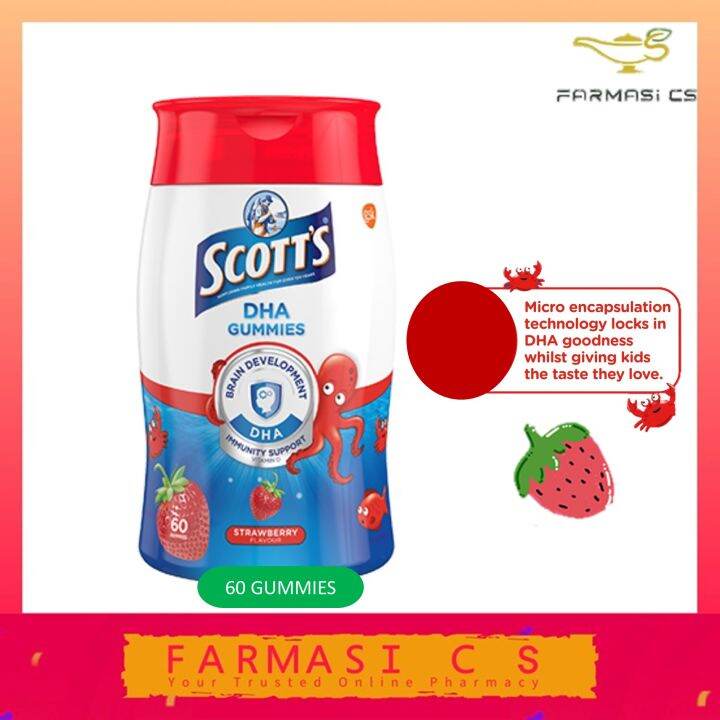 Scott's DHA Gummies 60 Gummies EXP:10/2024 [ Strawberry Flavour, Gummy ...