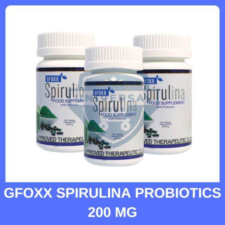 GFOXX Spirulina Food Supplement with Probiotics 200 mg 100 Tablets per ...