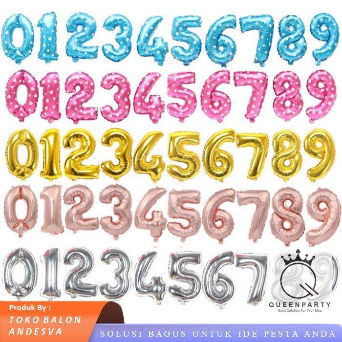 Balon foil angka 0-9 murah dan lengkap / balon huruf dan angka campur ...