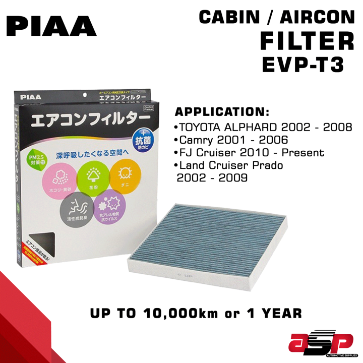 PIAA Aircon / Cabin Filter EVP-T3 For CAMRY 2001 - 2006, FJ CRUISER 2010 - up, LAND CRUISER ...
