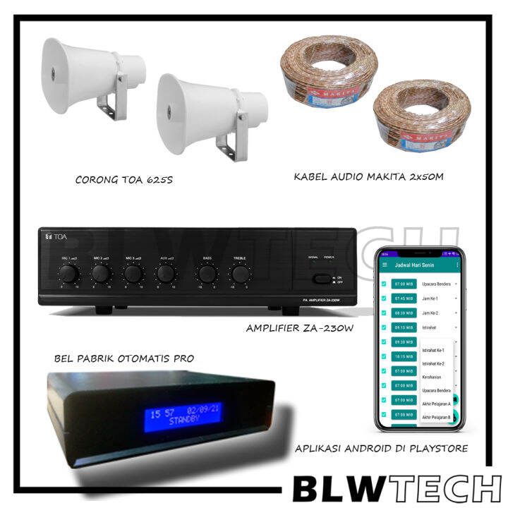 PAKET LENGKAP BEL PABRIK OTOMATIS BLWTECH AMPLI TOA KABEL | Lazada ...