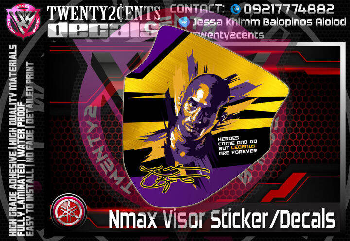 Nmax Visor Sticker Decals Yamaha V1 kobe bryant | Lazada PH