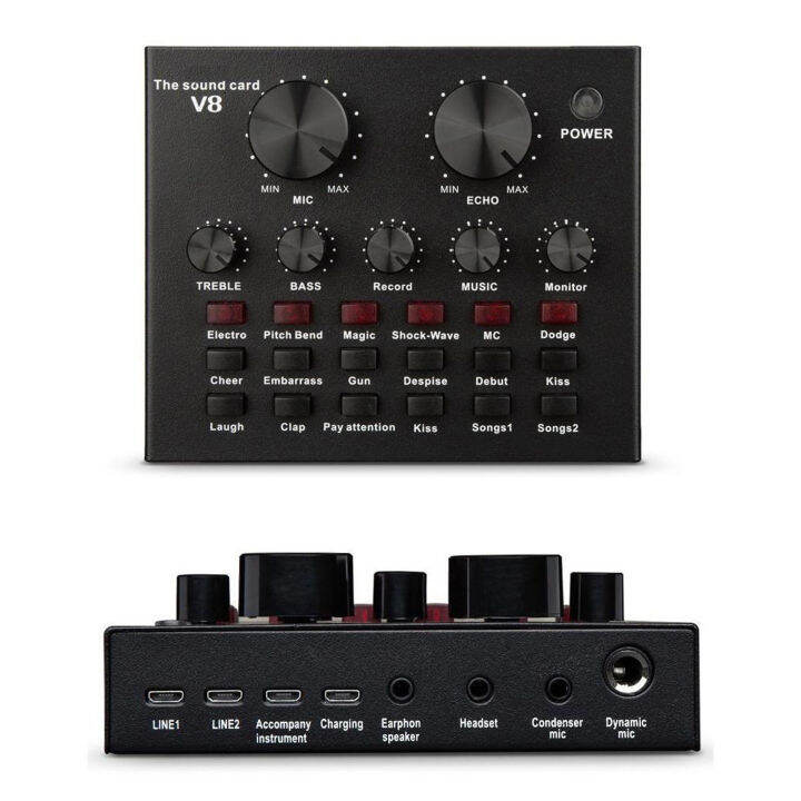 V8 Sound Card, Sound Effects Board with Audio Mixer for Streaming ...