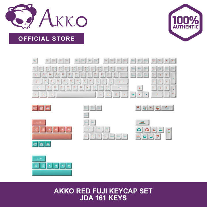Akko Red Fuji Keycap Set JDA 161 Keys | Lazada PH