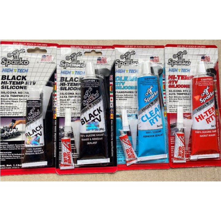 ♢Sparko Hi-Temp Rubber Silicone Gasket Maker RTV BLACK RED CLEAR 32g 85g | Lazada PH