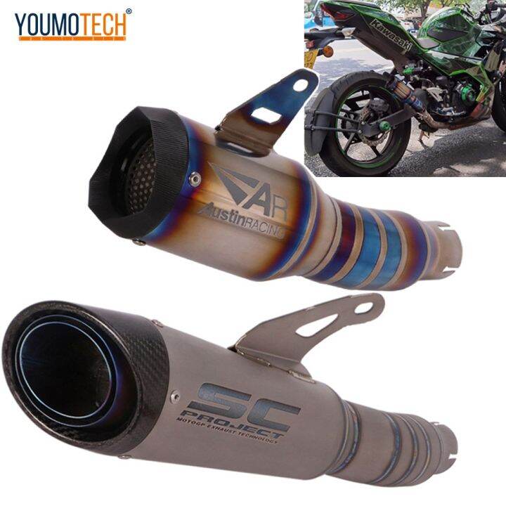For Kawasaki NINJA400 Ninja 400 250 Titanium Alloy + Carbon fiber Muffler Motorcycle Exhaust ...