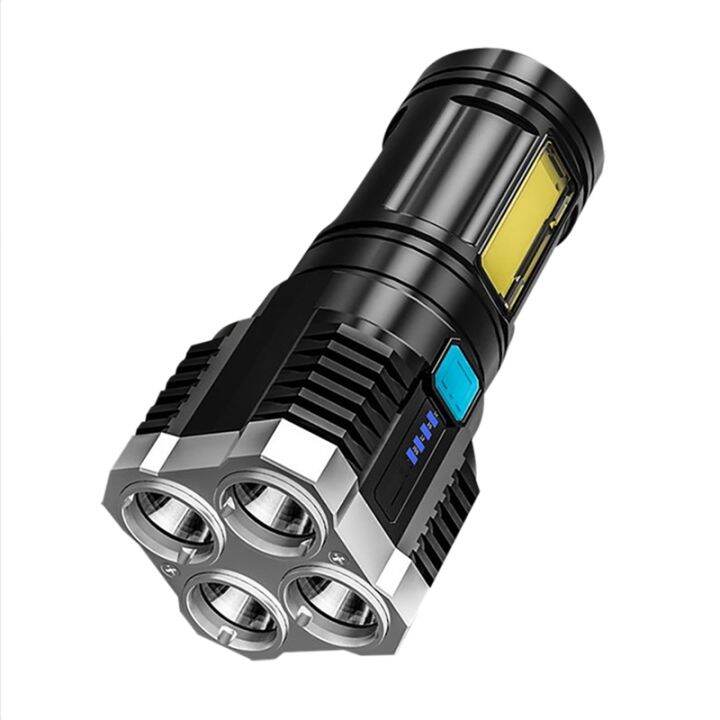 4-Core Flashlight Super Bright Rechargeable Flashlight Multi LED Long ...