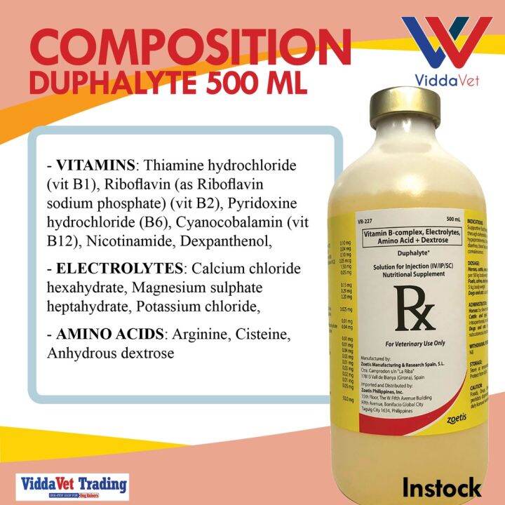 Duphalyte 500 ml vitamins mineral amino acid dextrose solution for pets ...