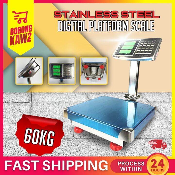 Stainless Steel Digital Platform Scale 60kg Foldable Scale Tahan Karat ...