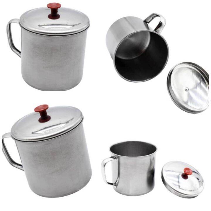 READY STOCK !!! Stainless Steel Coffee Tea Mug Cup with Lid/ Cawan Besi ...