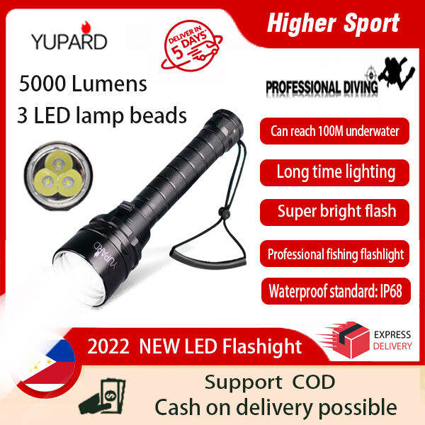 YUPARD [COD] 5000LM L2 Diving Flashlight Underwater 100M Depth Torch ...