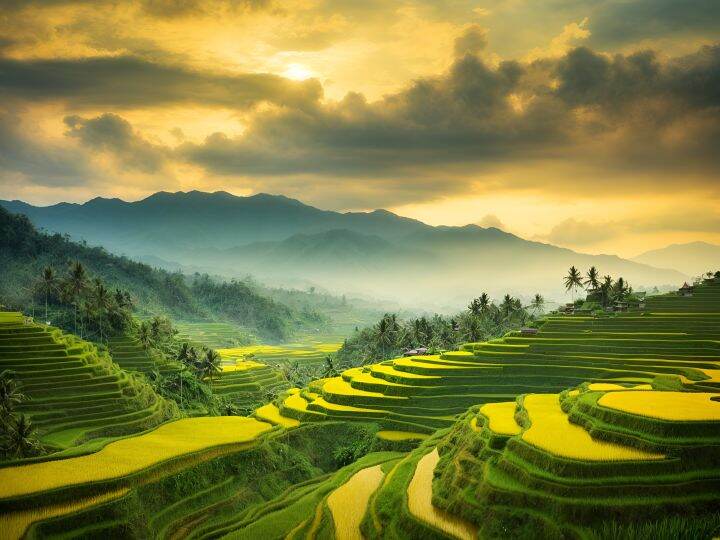 Foto Frame Gambar Pemandangan Alam dengan Bingkai Emas | Lazada Indonesia