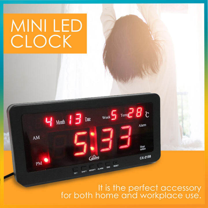 Mini LED Clock Caixing Digital Alarm Clock Silent Alarm Clock Voice ...