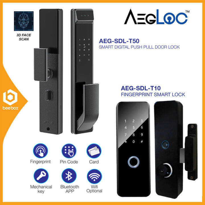 AEGLOC DIGITAL FINGERPRINT [SDL-T10] - Digital Rim Door Security Lock ...