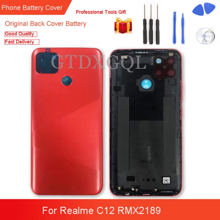 6.5นิ้วต้นฉบับใหม่สำหรับ Realme C12 RMX2189ปกหลังประตูด้านหลังที่อยู่ ...