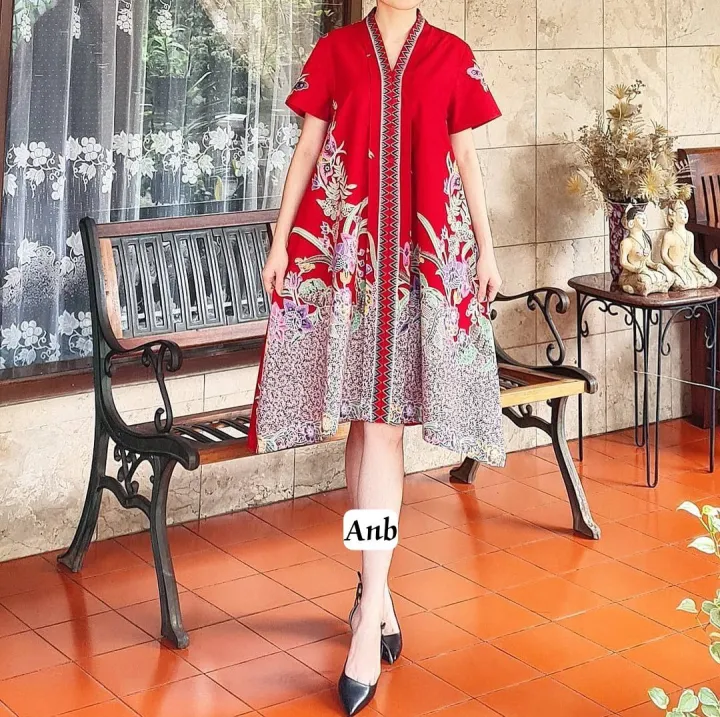 contoh DRESS BATIK WANITA MODERN TERBARU dan elegant | Lazada Indonesia
