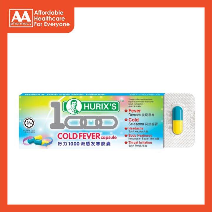 Hurix's 1000 Cold Fever Capsule 6's (Strip) | Lazada