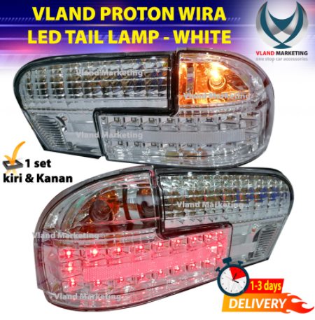 VLAND PROTON WIRA 1992 LED TAIL LAMP LIGHT LAMPU BELAKANG ALBINO WHITE ...