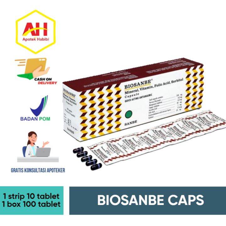 BIOSANBE BIOSAN B BIO SANBE BOX 100 TABLET KAPSUL VITAMIN DAN MINERAL ...