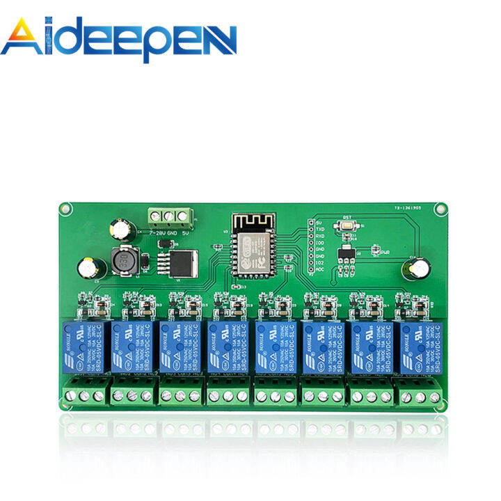 Aideepen ESP8266 WIFI Eight-way Relay Module ESP-12F Development Board ...