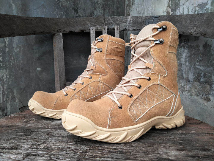 Sepatu PDL satpol pp gurun cream dinas lapangan kerja safety boots ...