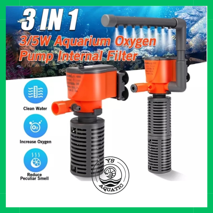 YS AQUATIC Mini 3 In1 Aquarium Internal Filter Submersible Fish Tank ...