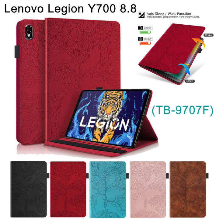 สำหรับ Lenovo Legion Y700 8.8นิ้ว TB-9707F เคสที่สวยหรู3D ต้นไม้สไตล์ที่มีคุณภาพสูงหนัง PU ยืน ...