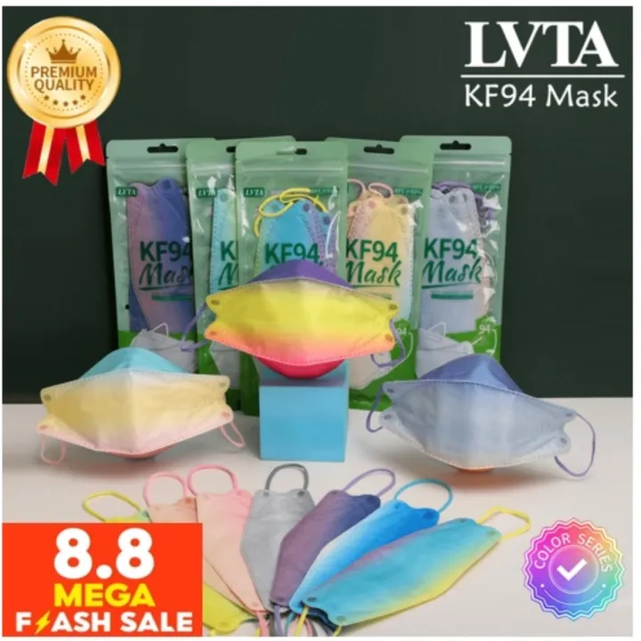 5 PIECES Authentic LVTA KF94 Facemask Colored Ombre Rainbow Gradient ...