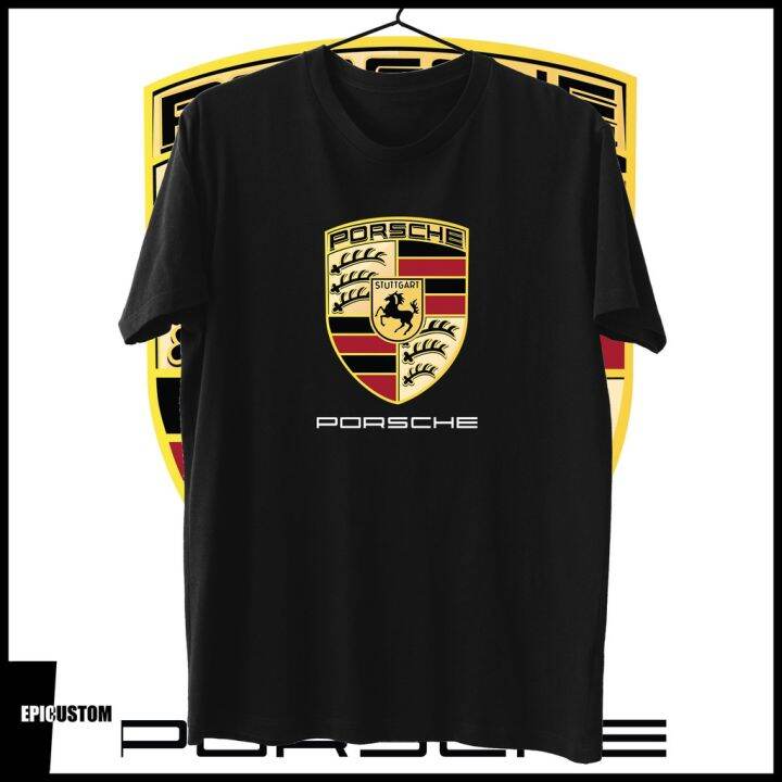แฟชั่นสตรีทPorsche Big โลโก้ Motorsports Design Tee ผ้าฝ้าย 100% เสื้อ ...