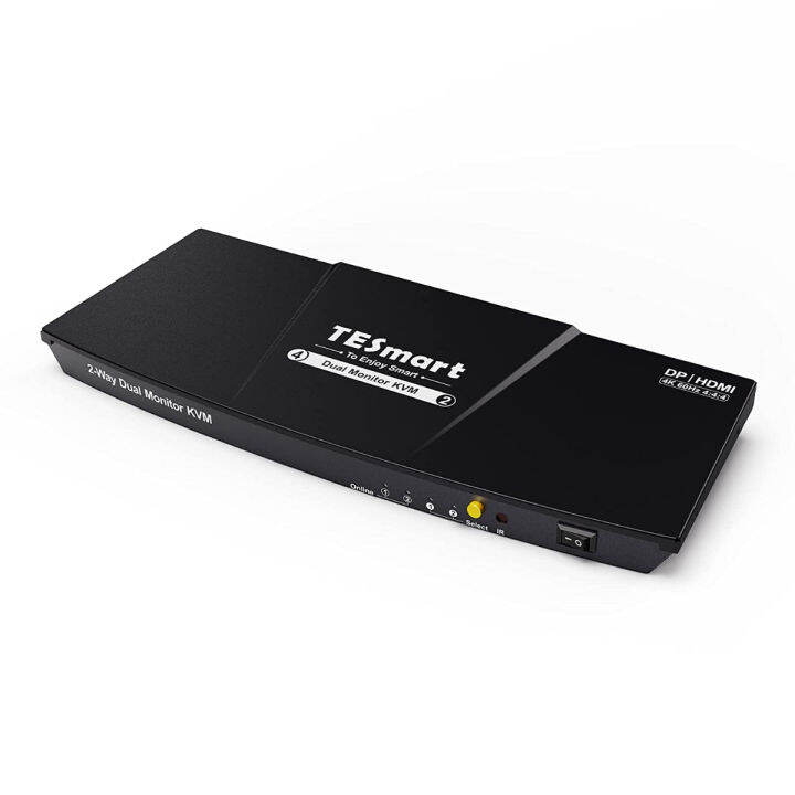 DisplayPort and HDMI KVM Switch 2 Monitors 2 Computers, TESmart 4 Port ...