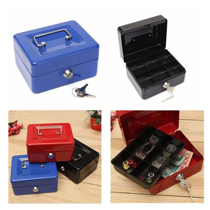Practical Mini Petty Cash Money Box Stainless Steel Security Lock Lockable Safe Small Fit for ...