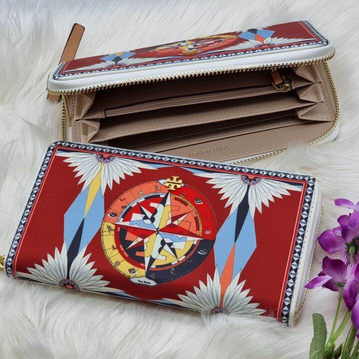 T.O.R.Y B.U.R.C.H Women's Zip Continental With Traditional Compass Rose ...