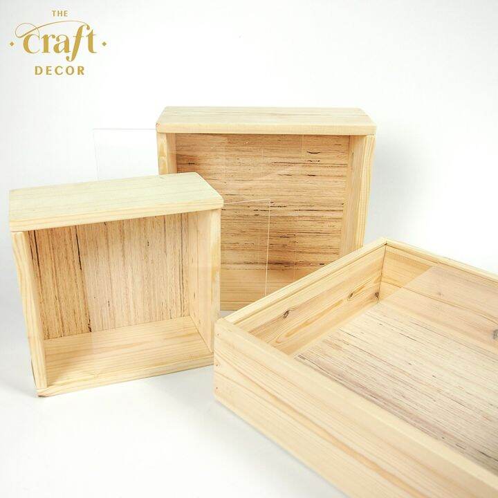The Craft Decor Wooden Storage Box with Acrylic Sliding Top | Gift Box ...