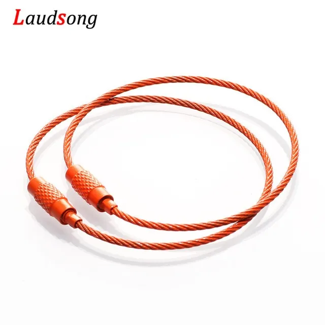10pcs Colorful Stainless Steel Wire Keychain Cable Loop Screw Lock Rope ...