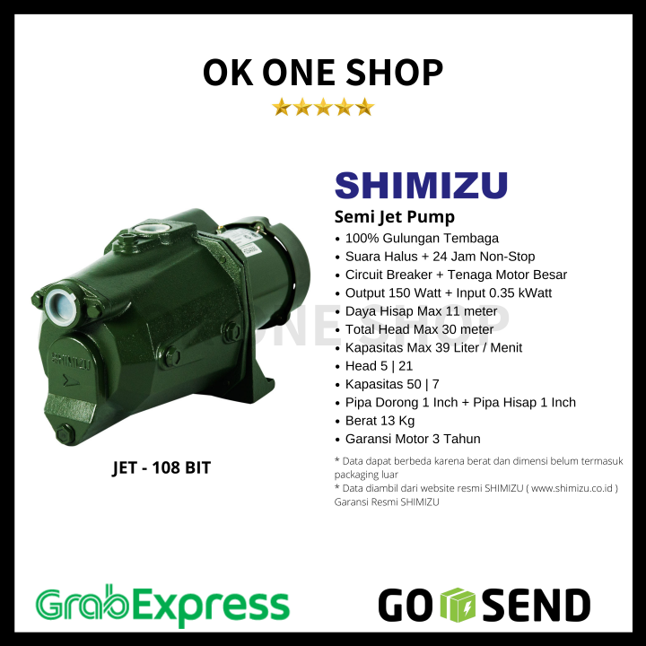 Shimizu Semi jet Pump JET-108 | Lazada Indonesia