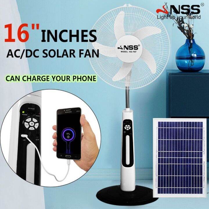NSS solar vertical ground solar fan 16 inch 9000mAh large capacity ...
