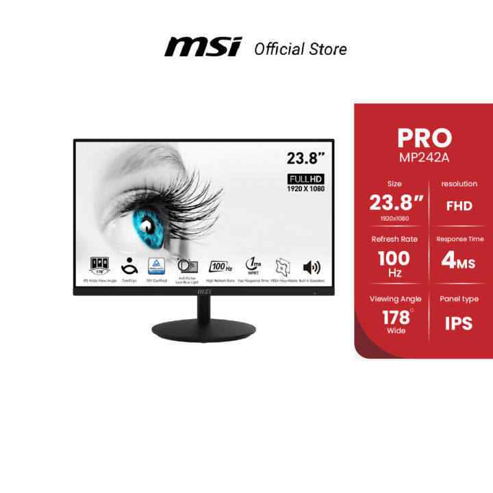 MSI PRO MP242A BUSINESS PRODUCTIVITY MONITORS 23.8" FHD,IPS, 100Hz, 1ms ...