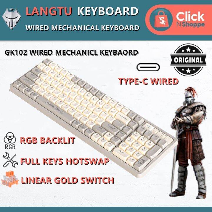 ☸LANGTU GK102 dual system Wired GOLDSWITCH HOTSWAP mechanical keyboard RGB MPF gaming keyboard♠ ...